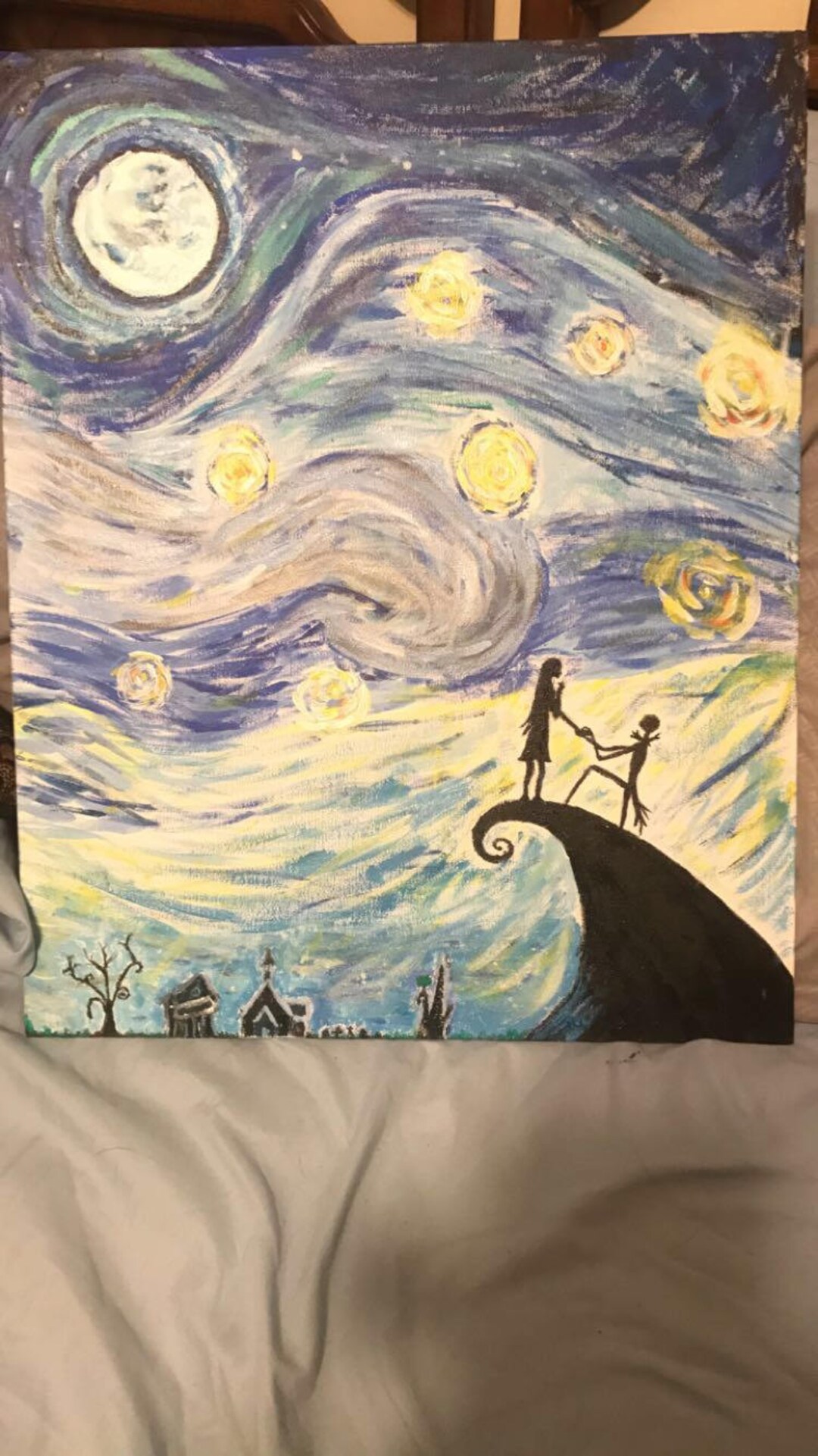 Canvas Painting Van Gogh Style Nightmare Before Christmas - Etsy