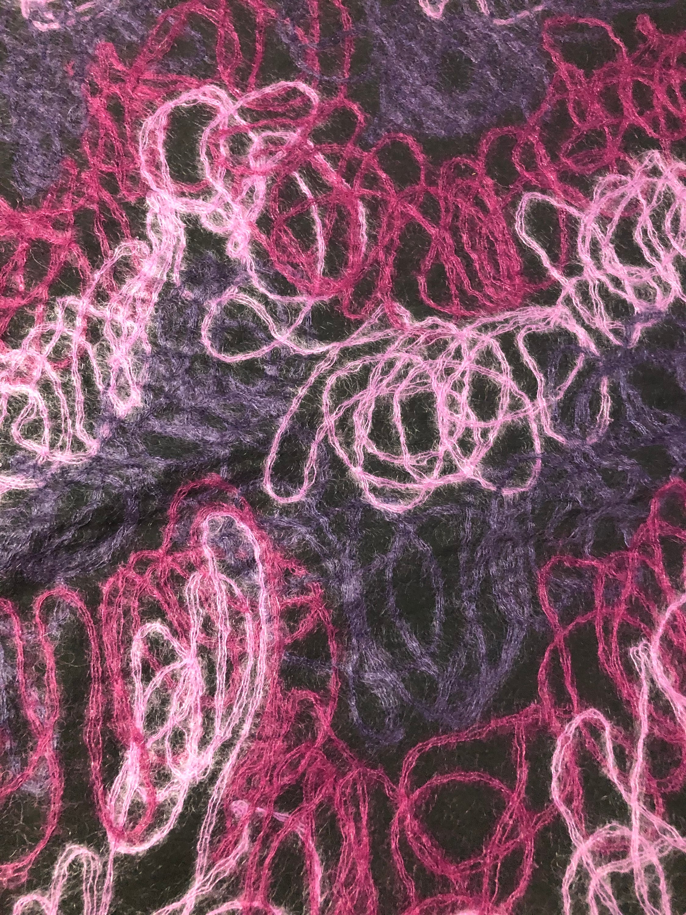 SAMPLE 3"x8" Italian Black Wool and Mohair Embroidery ,color -pink ...
