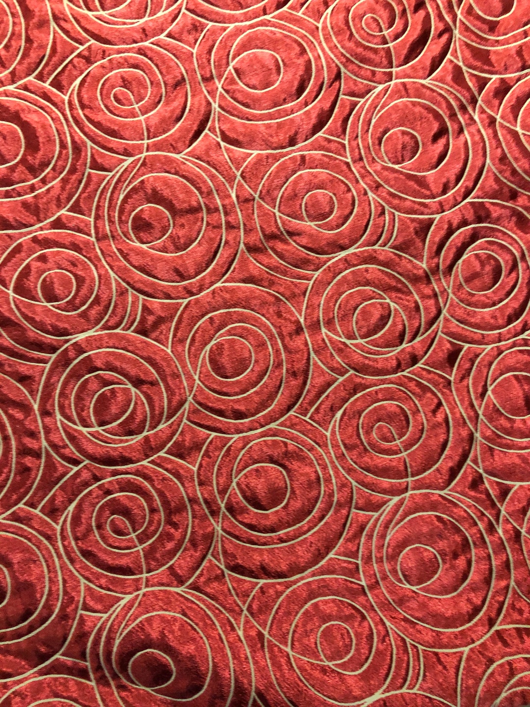 Tapestry Upholstery Fabric by the Yard,khaki Circles on Silky Wine Base ...