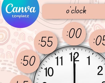 Clock Numbers and Labels Pink Collection Canva Template - Etsy