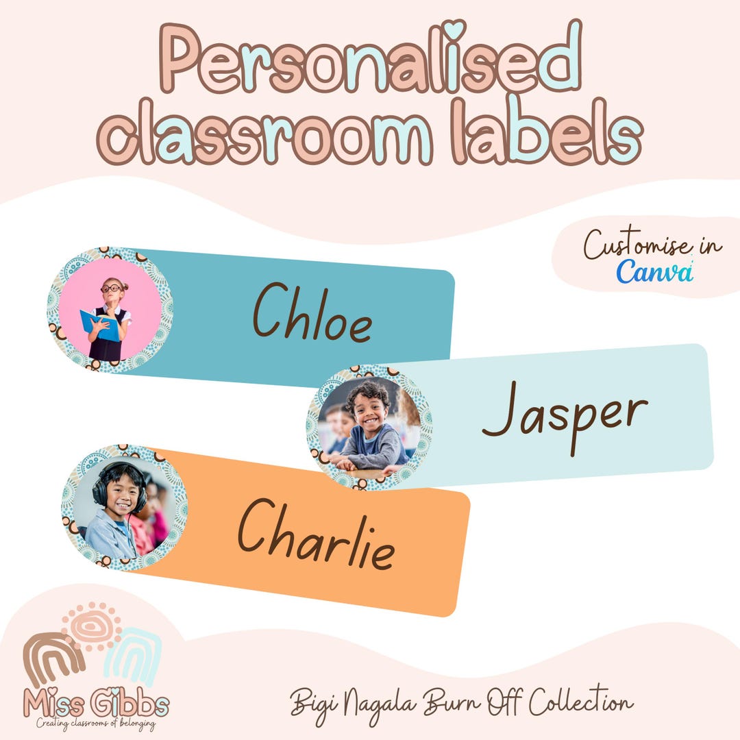 Aboriginal Classroom Labels Burn off Collection Canva Template ...