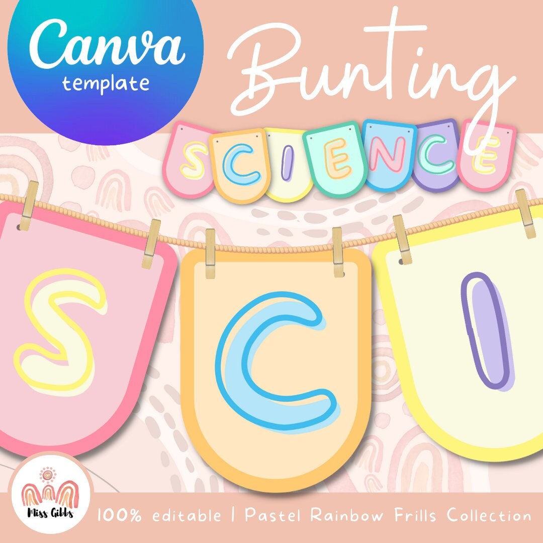 Science Classroom Bunting | Rainbow Pastel Frills Collection ...