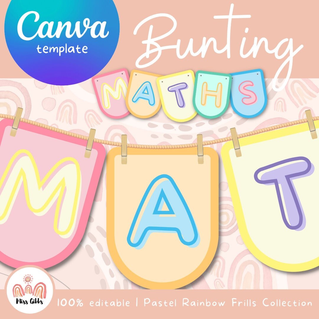 Maths Classroom Bunting | Rainbow Pastel Frills Collection ...
