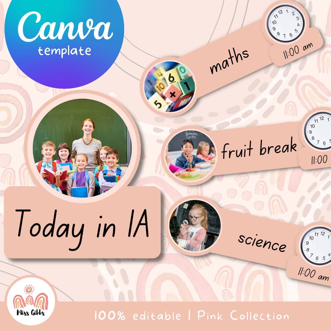 Visual Classroom Timetable | Pink Collection | Canva Template - Etsy