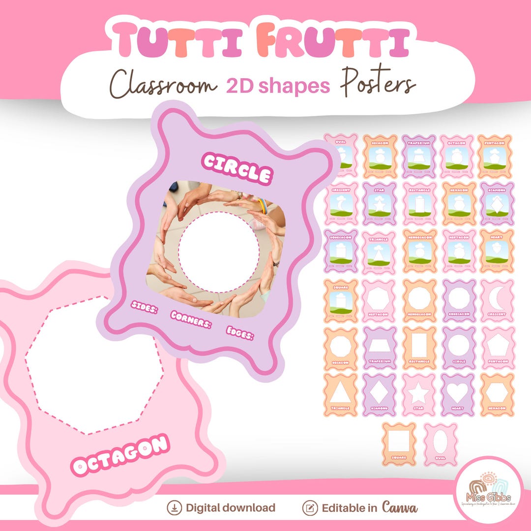 2D Shapes Posters | 17 Different 2D Shapes | Modern Classroom Decor ...