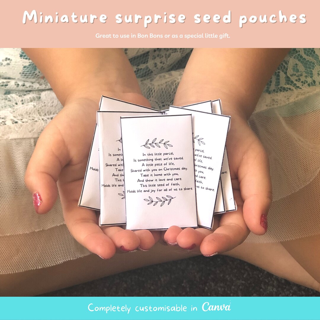Miniature Surprise Seed Pouch Canva Template | Editable - Etsy