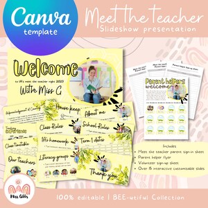 Meet the Teacher Night Slideshow Presentation | Customisable Canva ...