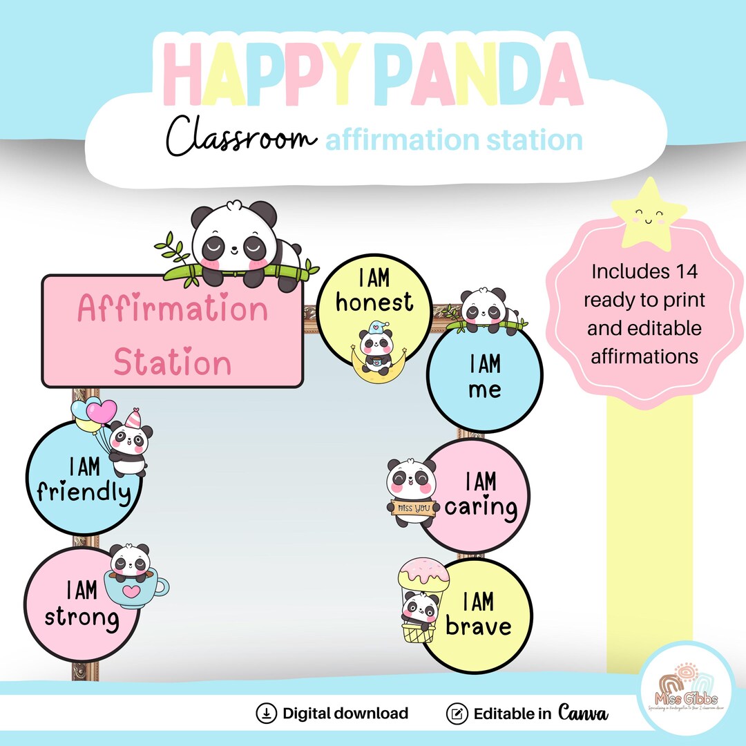 Pastel Affirmation Station Modern Classroom Decor Growth Mindset Daily ...