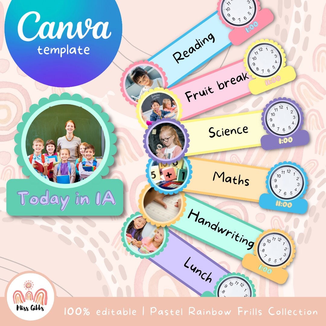 Visual Classroom Timetable | Customisable Canva Template - Etsy