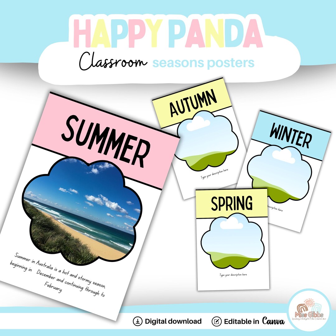 Pastel Classroom Seasons Posters Classroom Decorative Poster ...