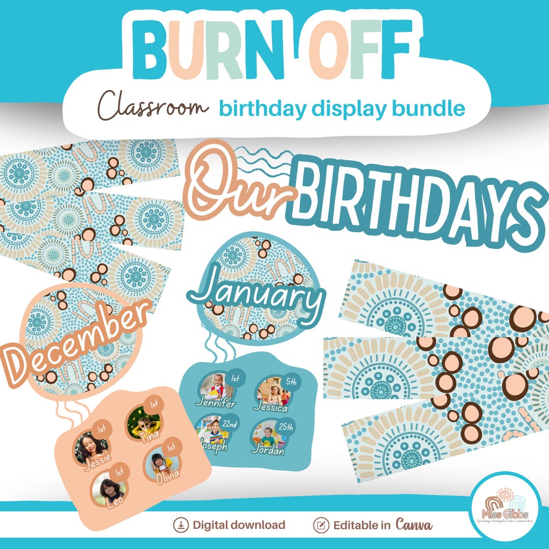 Aboriginal Classroom Birthday Display Bundle Modern Classroom Decor ...