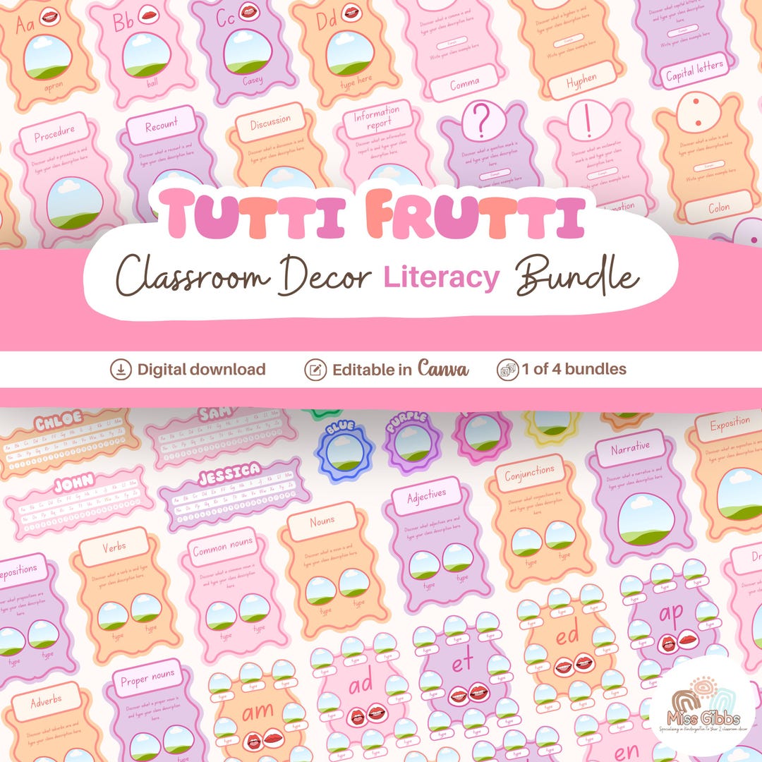 Modern Classroom Decor Bundle | Literacy | Tutti Frutti Collection ...