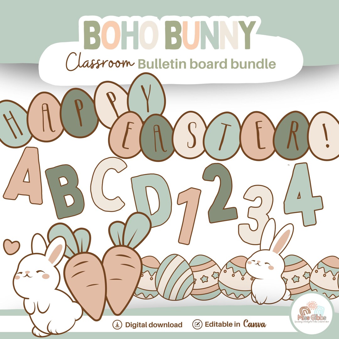 Modern Boho Classroom Decor Bulletin Board Bundle Boho Easter Classroom ...