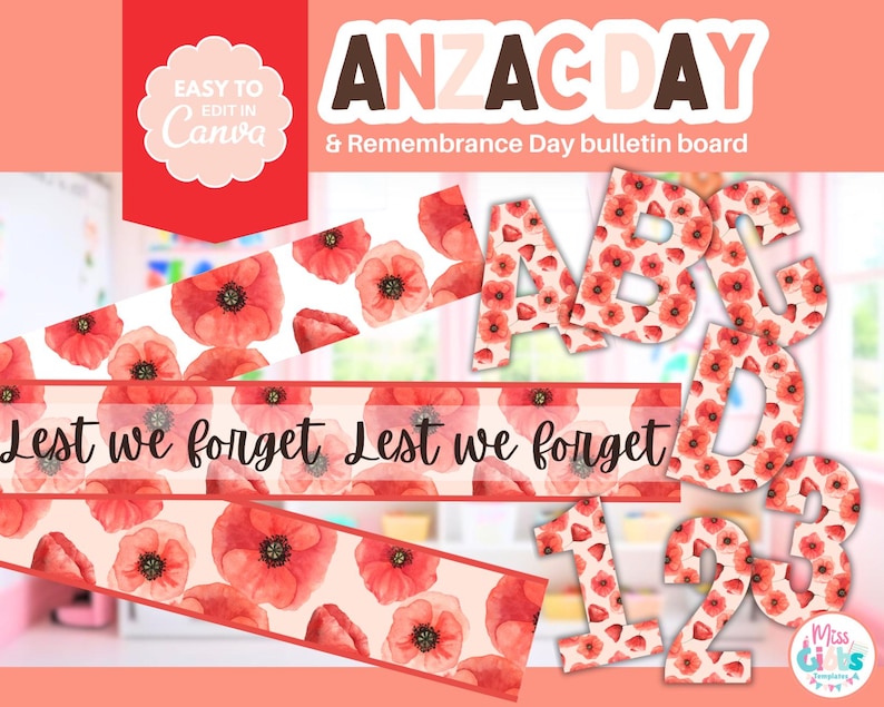 ANZAC Day Classroom Decor Bulletin Board Bundle and Remembrance Day ...