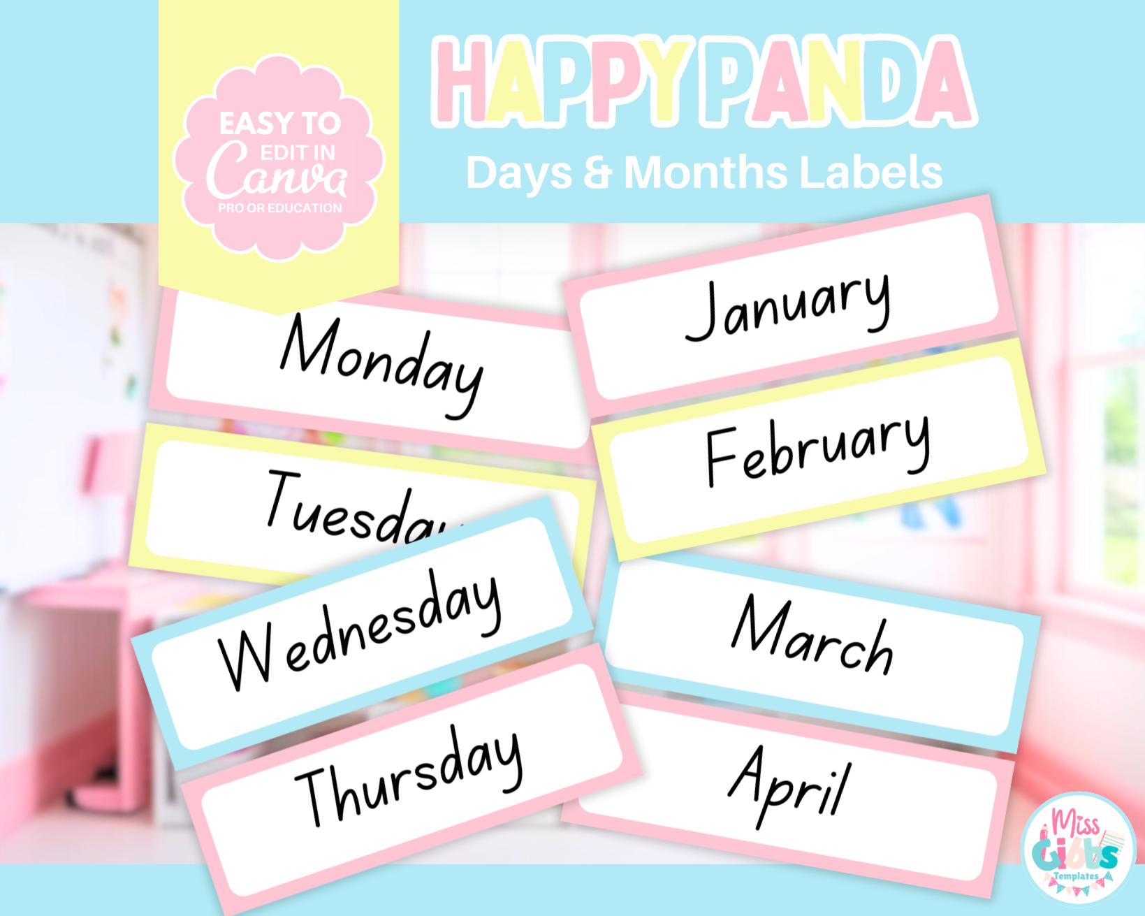 Pastel Classroom Days of the Week and Months of the Year Classroom ...
