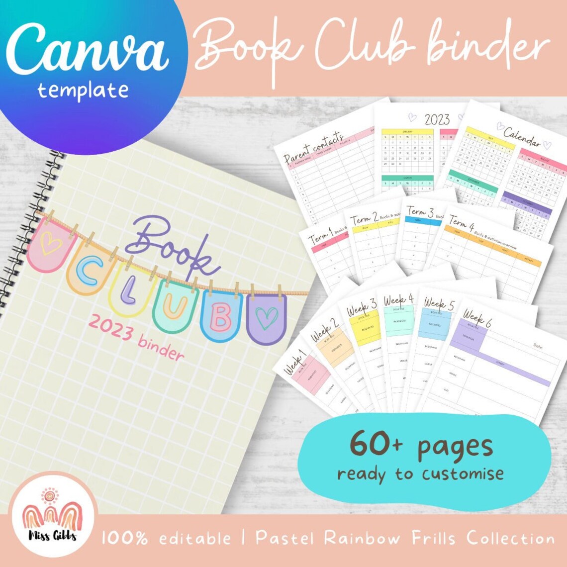 Children's Book Club Binder | Canva Template - Etsy
