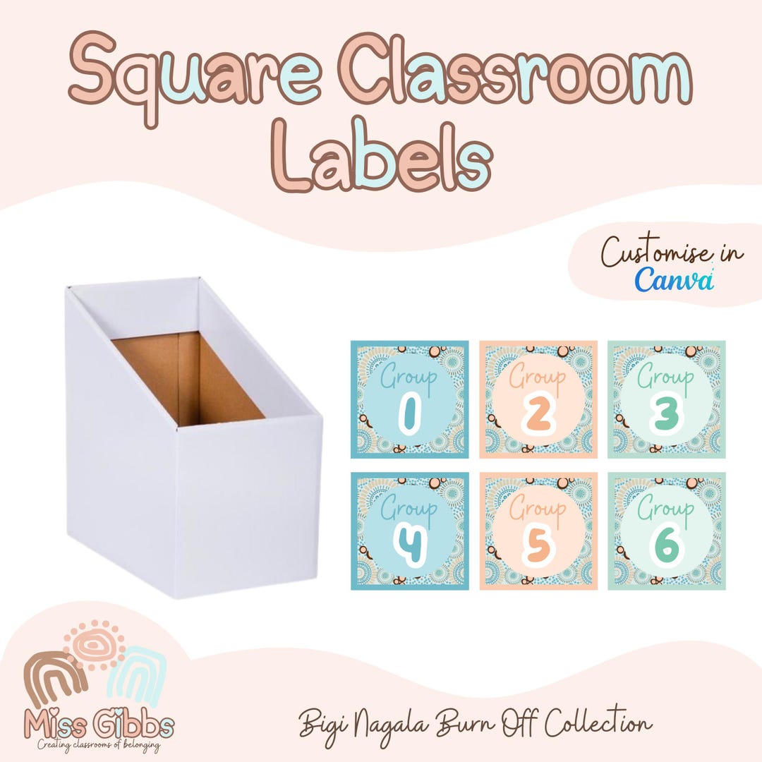 Square Classroom Labels | Burn off Collection | Canva Template ...