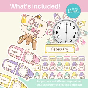 Pastel Classroom Decor Bundle Calendar Clock Labels and Visual ...