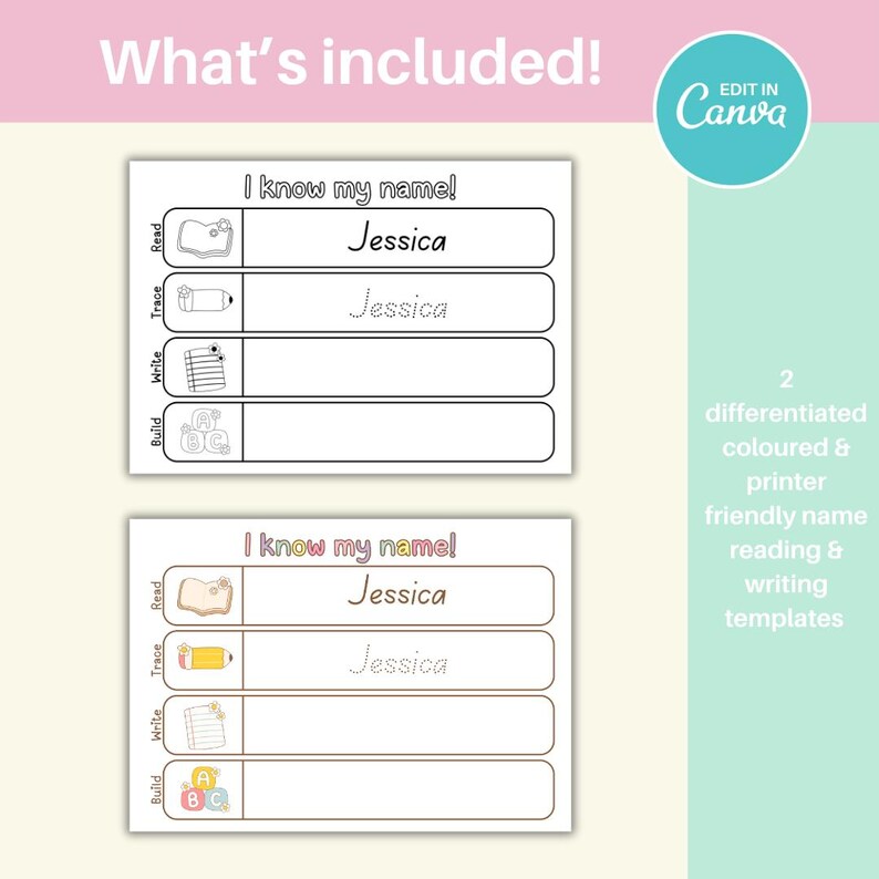 Editable Name Tracing School Readiness Activity Worksheet for Preschool ...