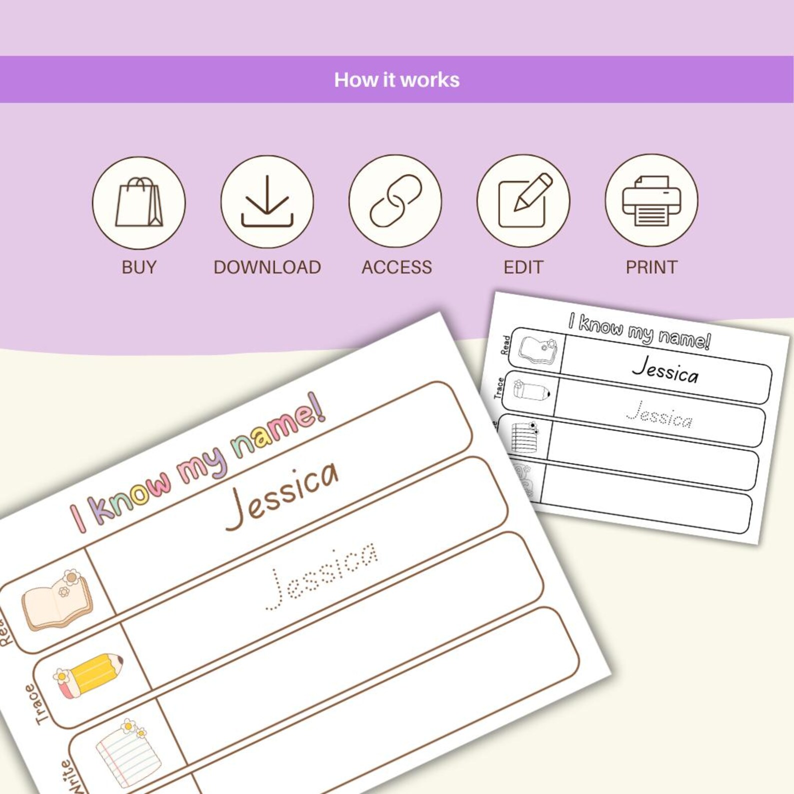 Editable Name Tracing School Readiness Activity Worksheet for Preschool ...
