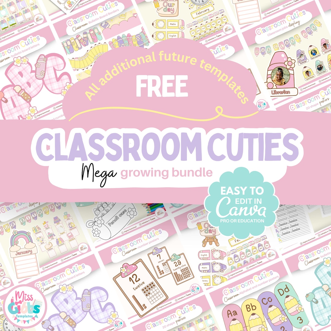 Editable Pastel Classroom Decor Growing Bundle Modern Classroom Decor ...