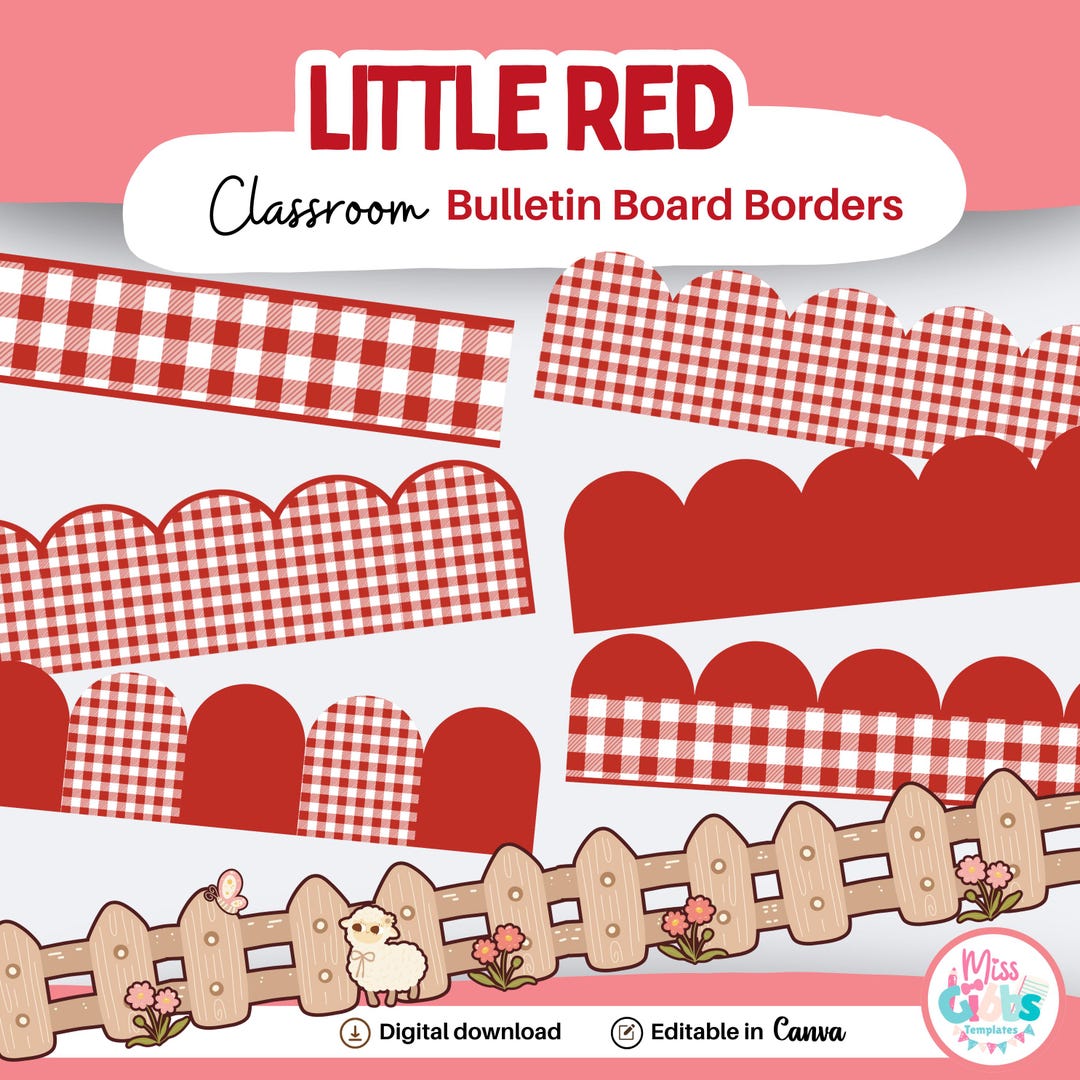 Classroom Bulletin Board Borders, Red Gingham Farm Classroom Themed ...