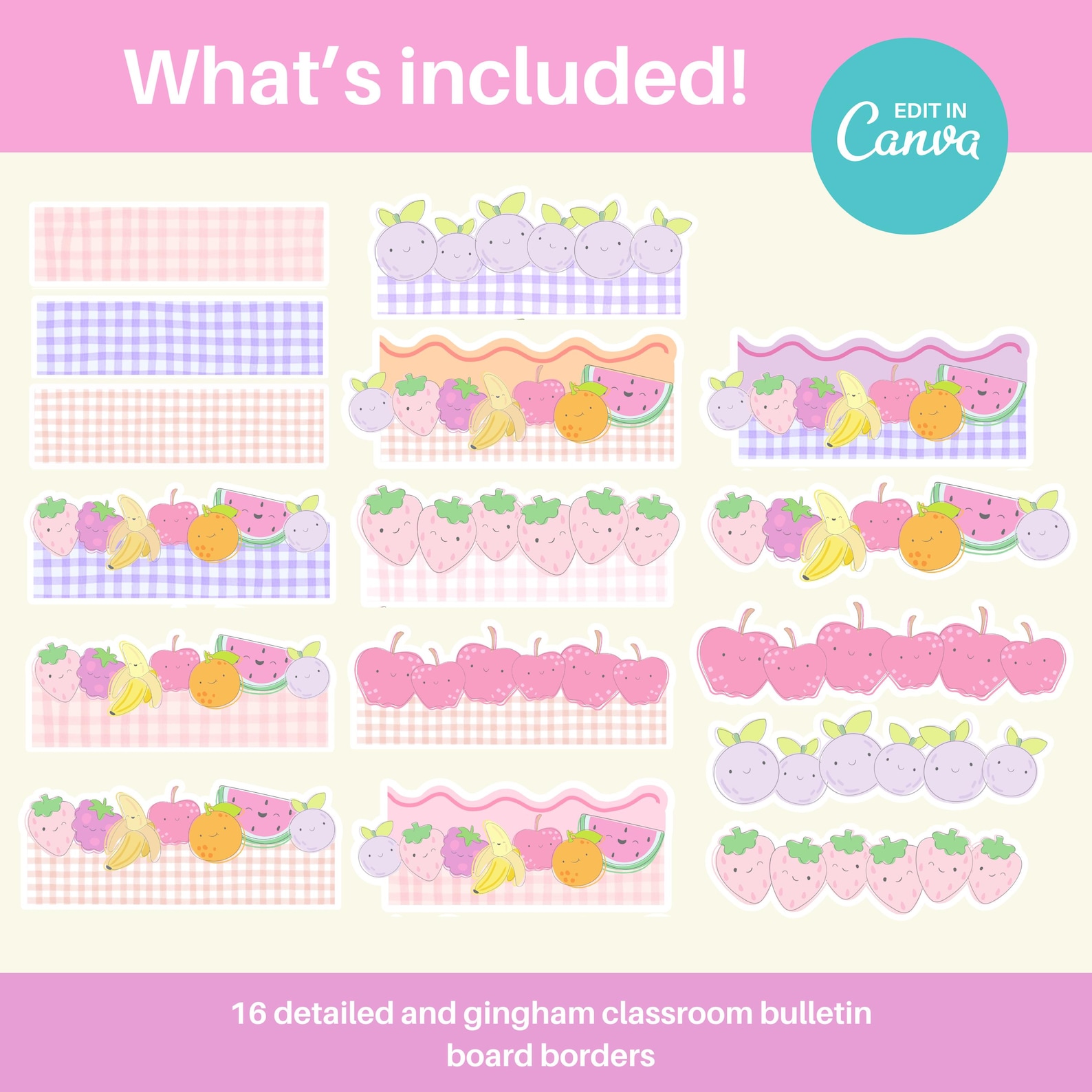 Classroom Bulletin Board Borders Bundle Modern Classroom Decor Gingham ...