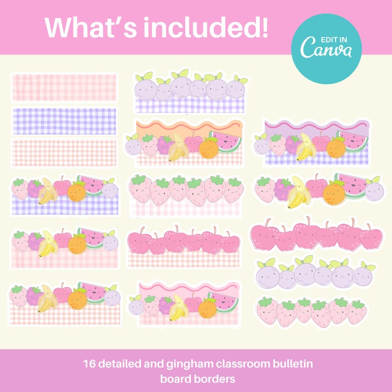 Classroom Bulletin Board Borders Bundle Modern Classroom Decor Gingham ...