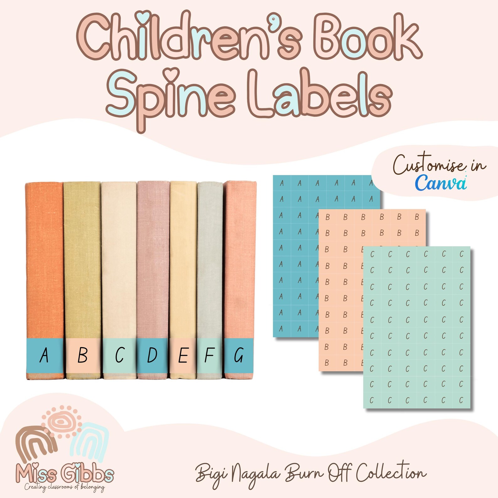 Classroom Library Children's Book Spine Labels | Burn off Collection ...