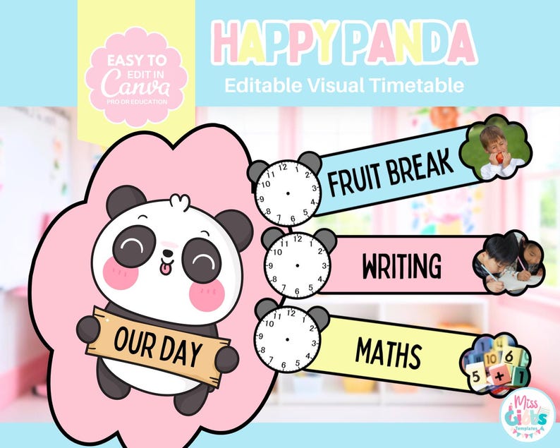 Editable Pastel Visual Timetable for Classroom Organisationin Cute ...
