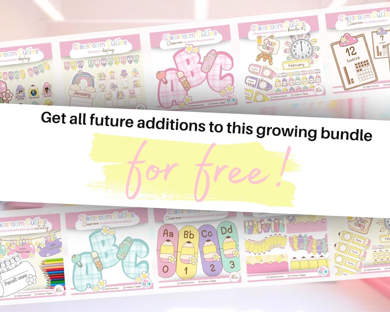 Editable Pastel Classroom Decor Growing Bundle Modern Classroom Decor ...