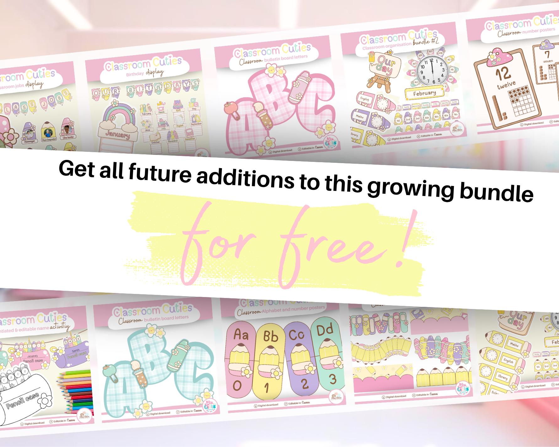 Editable Pastel Classroom Decor Growing Bundle Modern Classroom Decor ...