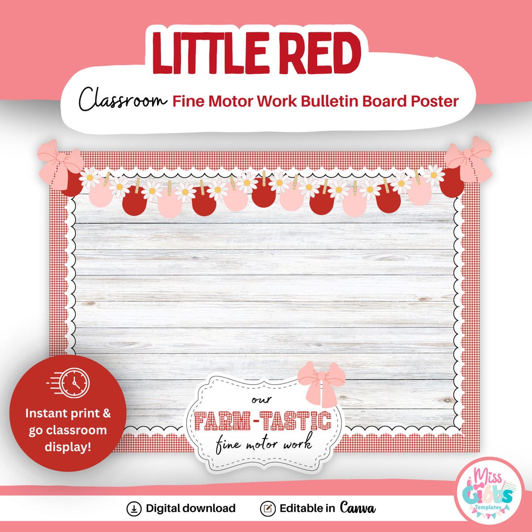 Farm Theme Gingham Bulletin Board Poster Modern Classroom Decor ...