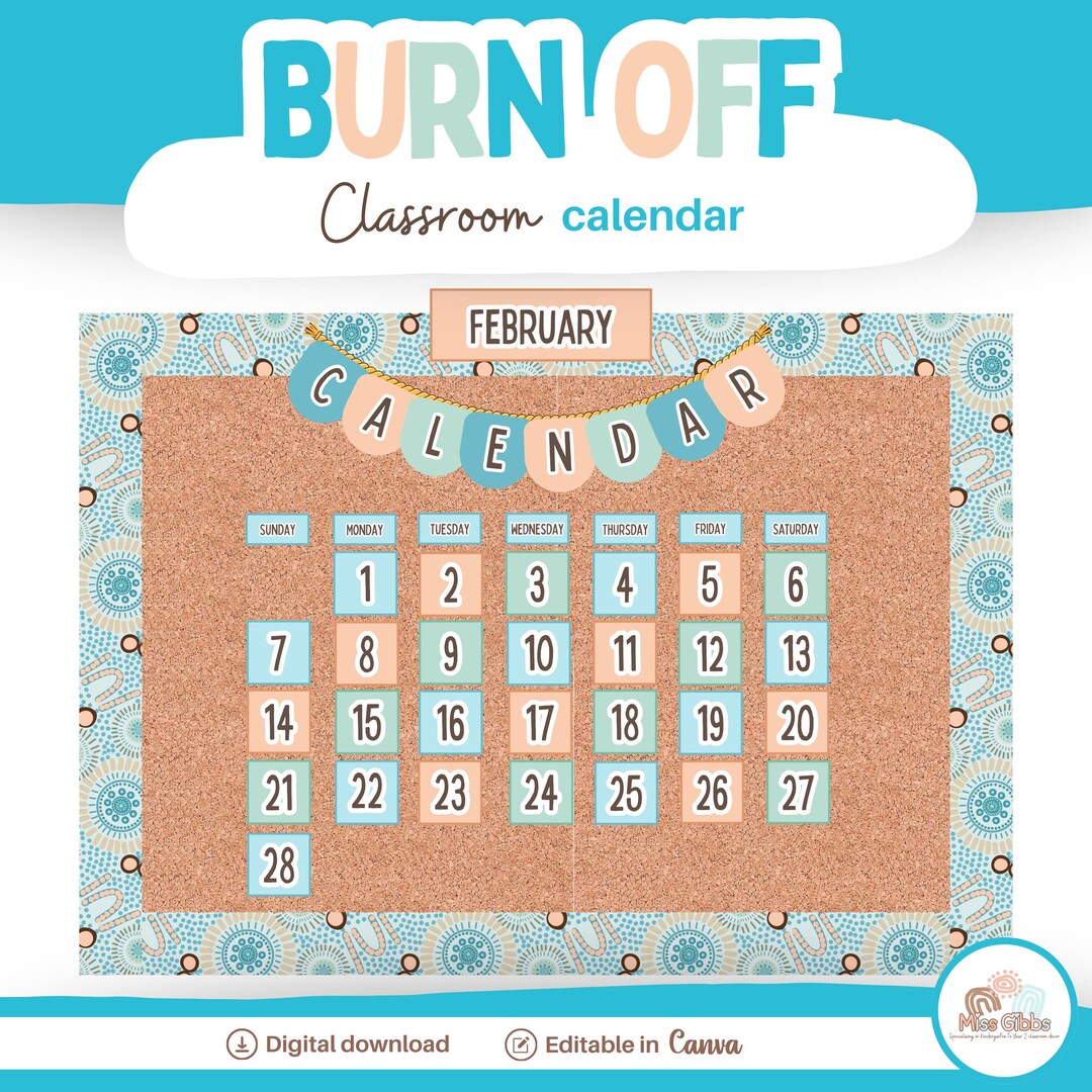 Classroom Calendar | Modern Classroom Decor | Burn off Collection ...