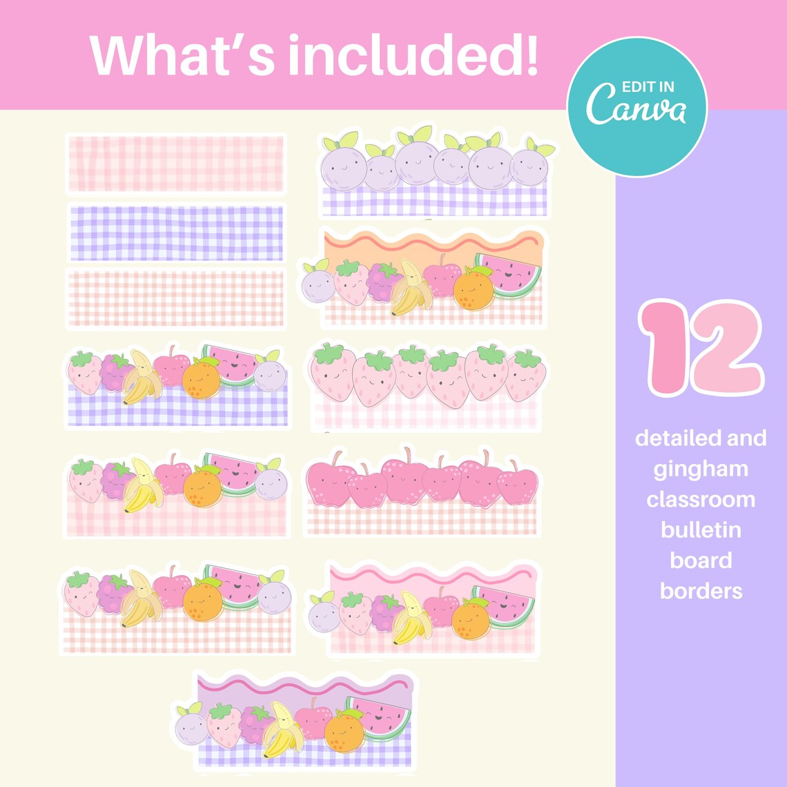 Classroom Bulletin Board Borders Bundle Modern Classroom Decor Gingham ...