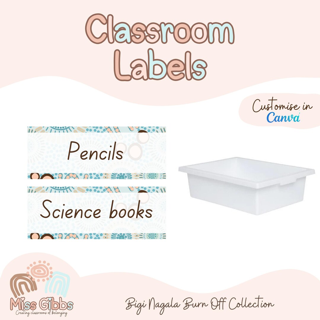 Classroom Labels Featuring | Burn off Collection | Canva Template ...