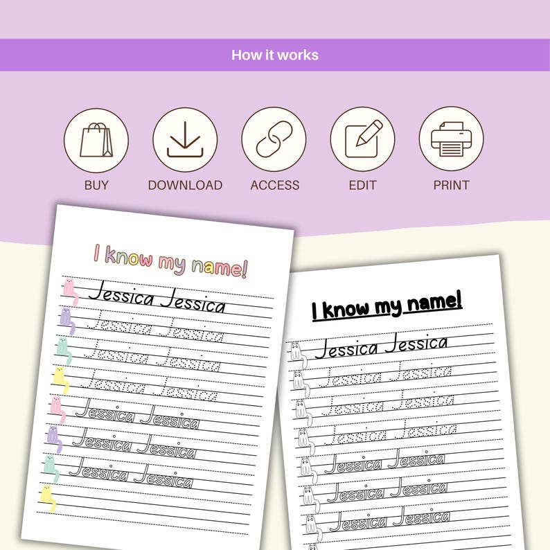 Editable Name Tracing School Readiness Handwriting Worksheet for ...