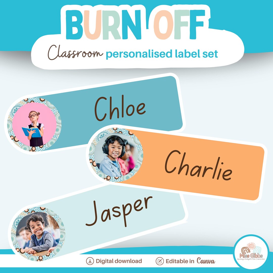 Aboriginal Classroom Labels Burn off Collection Canva Template ...