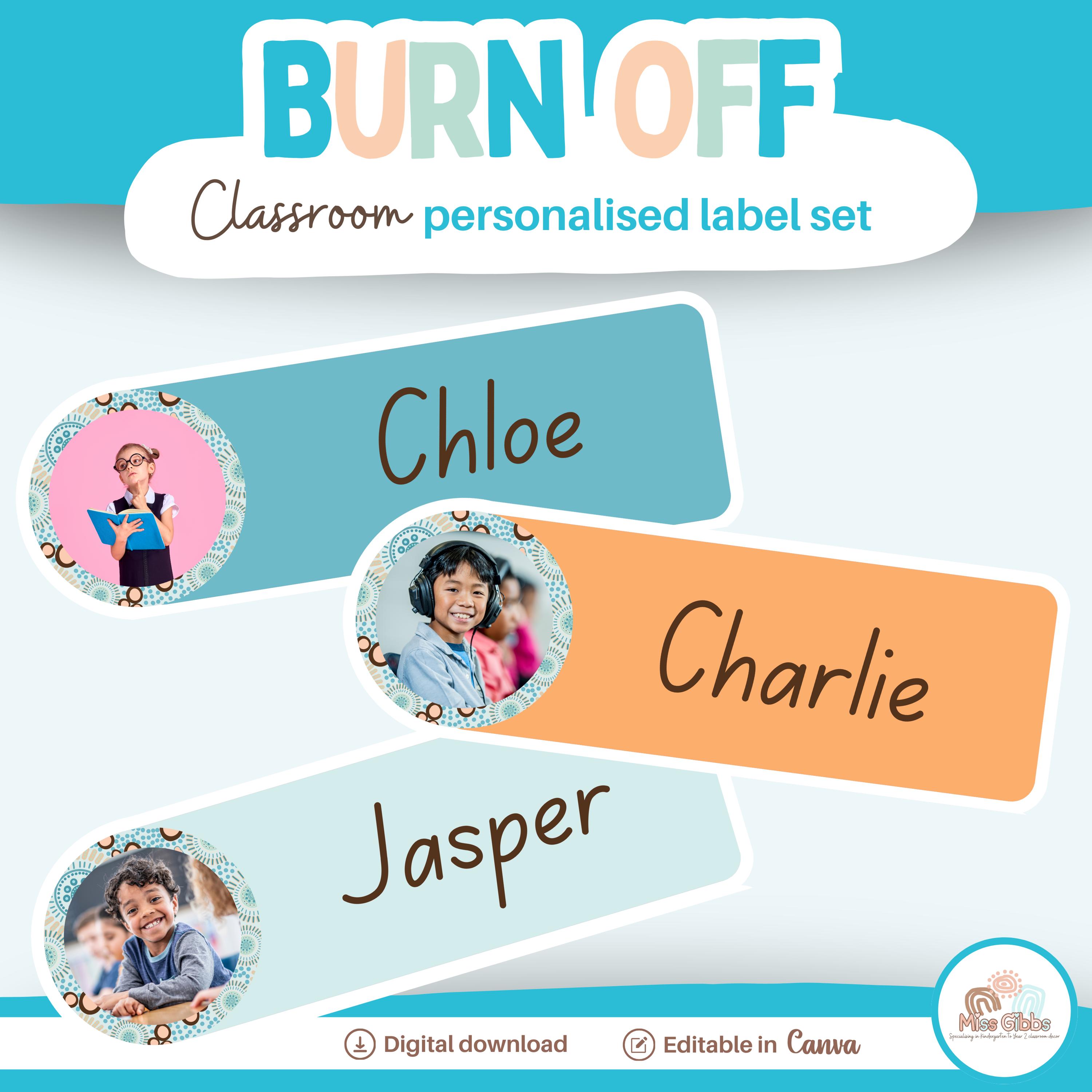 Aboriginal Classroom Labels Burn off Collection Canva Template ...