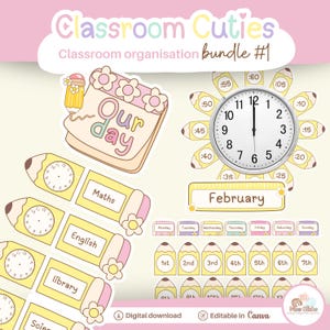 Pastel Classroom Decor Bundle Classroom Calendar, Clock Labels and ...