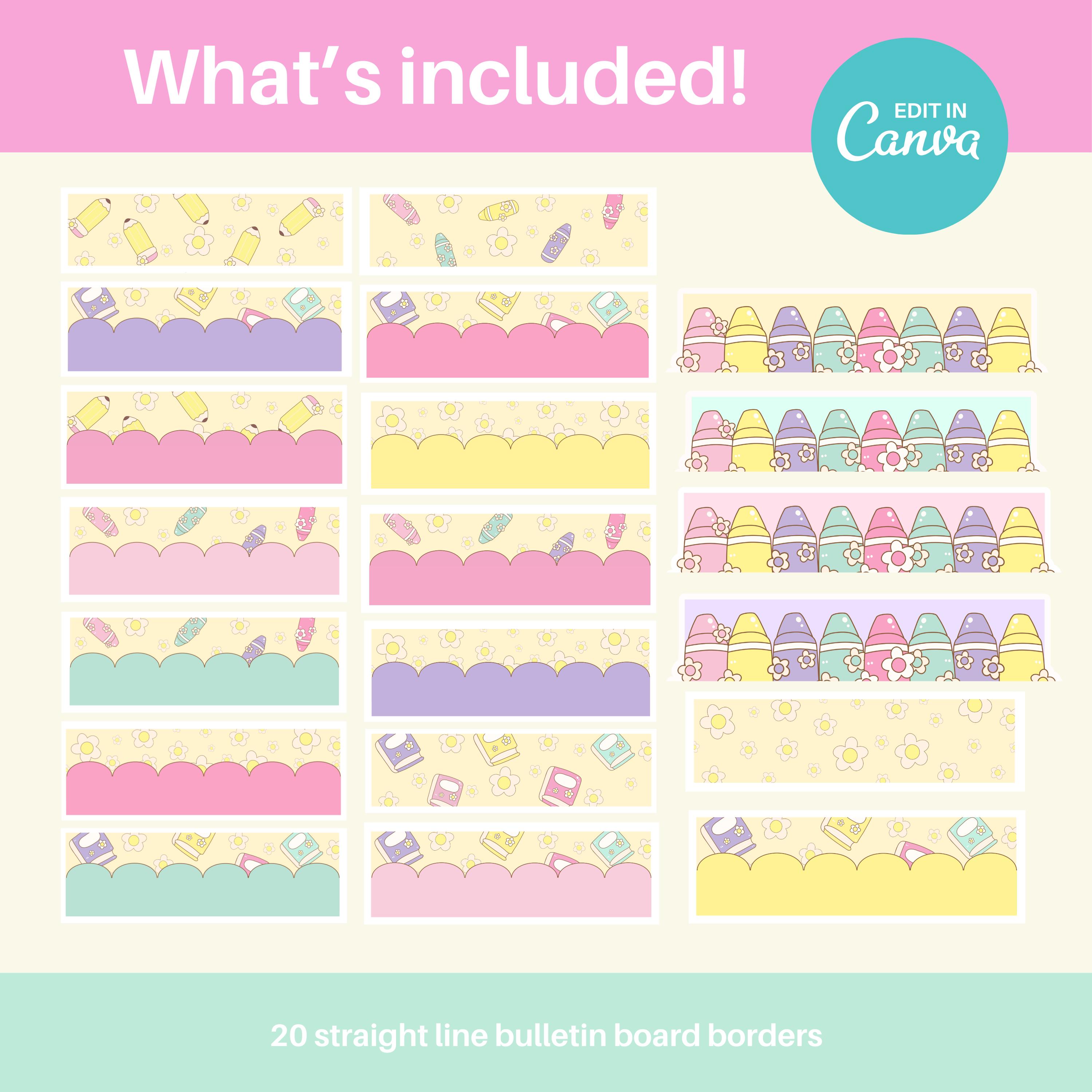 Editable Classroom Bulletin Board Borders Bundle Pastel Modern ...