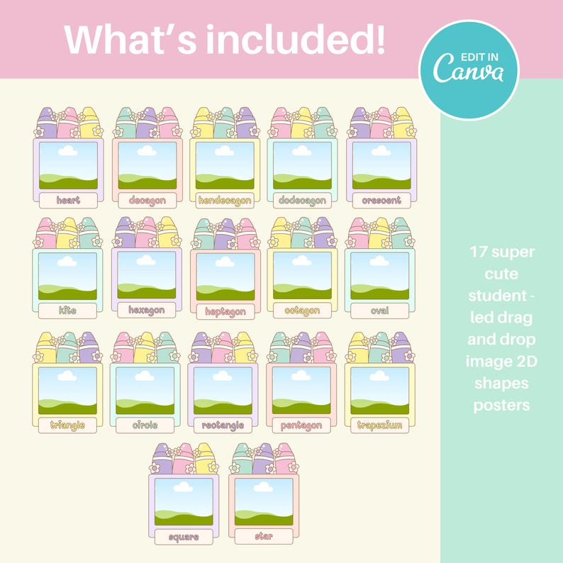 Pastel Classroom 2D Shapes Posters Modern Classroom Decor for the ...