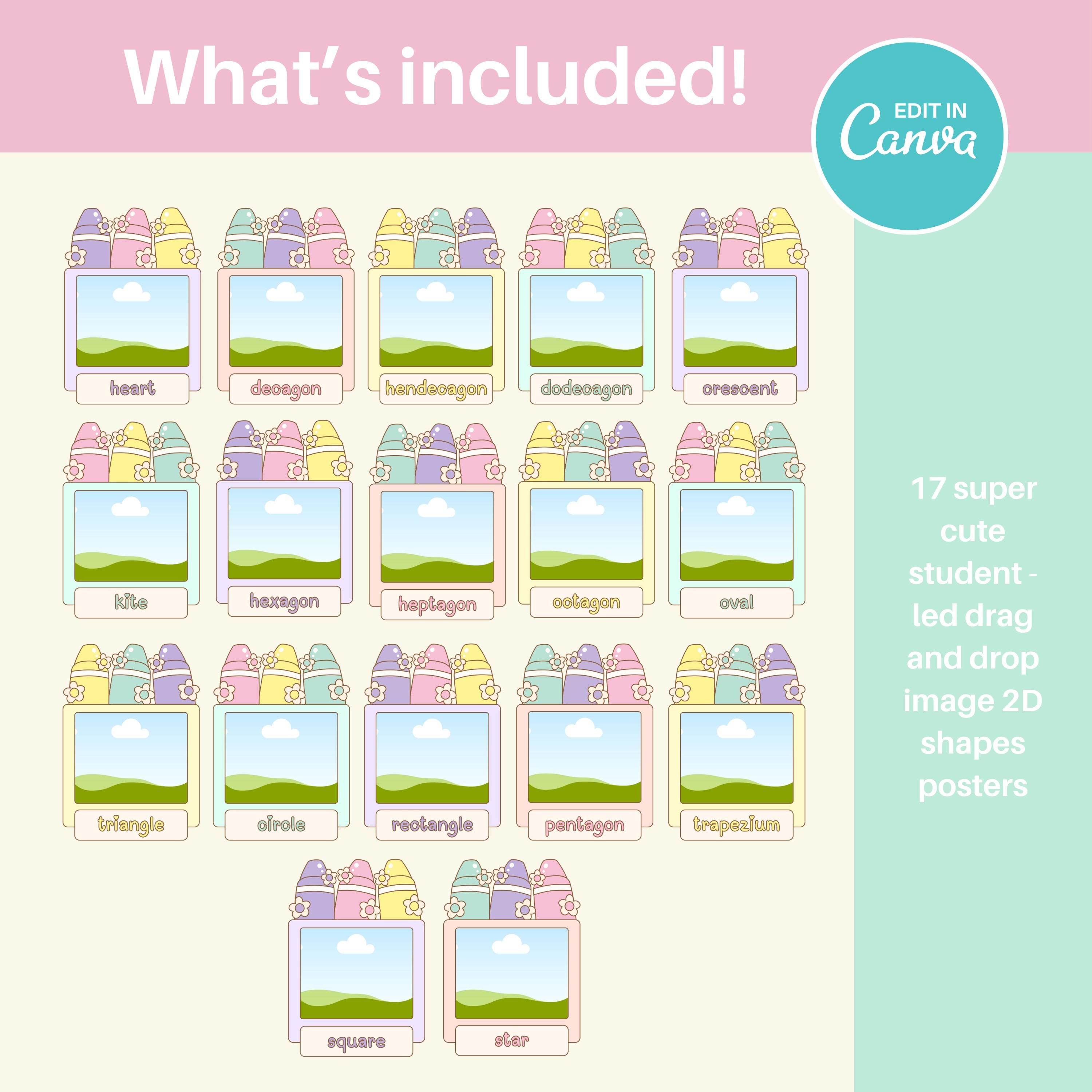 Pastel Classroom 2D Shapes Posters Modern Classroom Decor for the ...