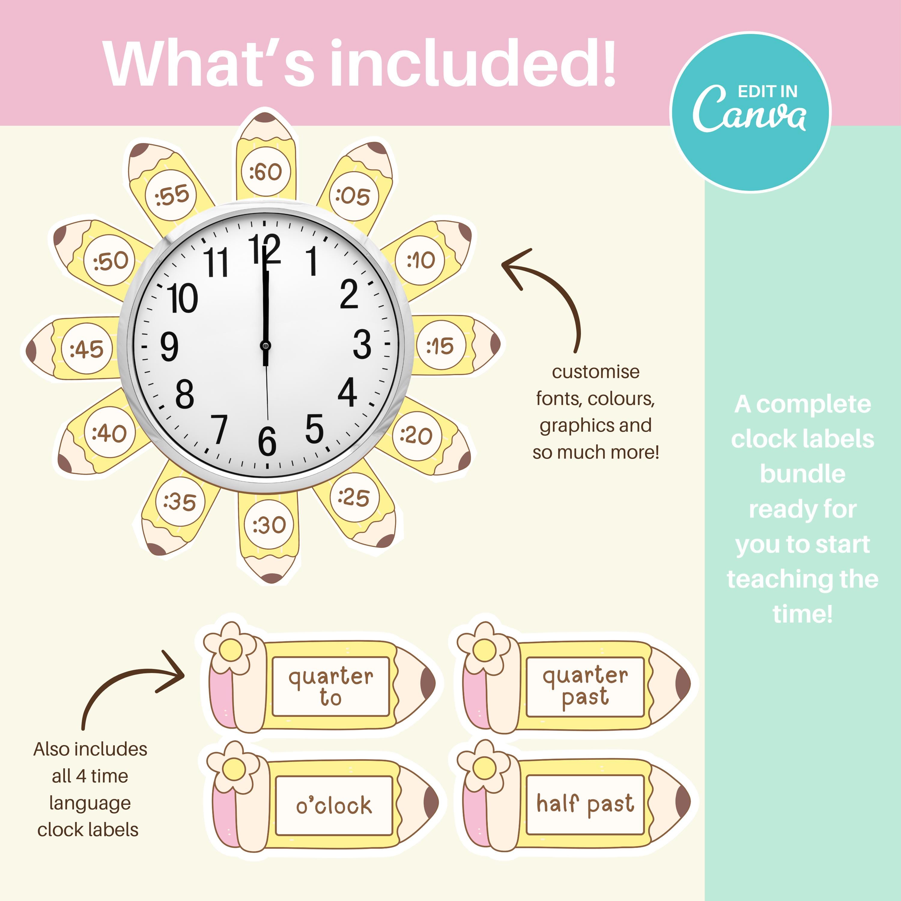 Pastel Classroom Decor Bundle Classroom Calendar, Clock Labels and ...
