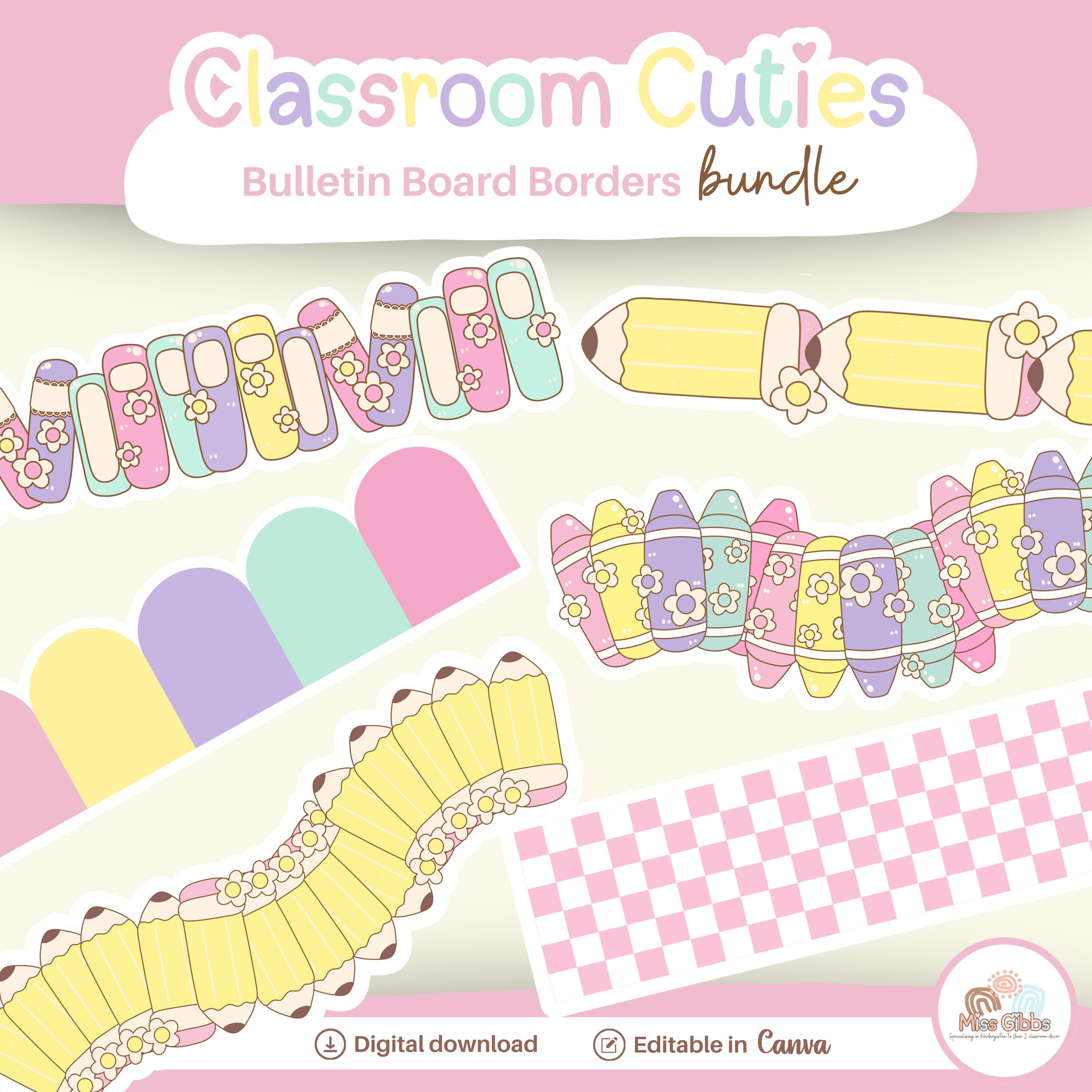 Editable Classroom Bulletin Board Borders Bundle Pastel Modern ...