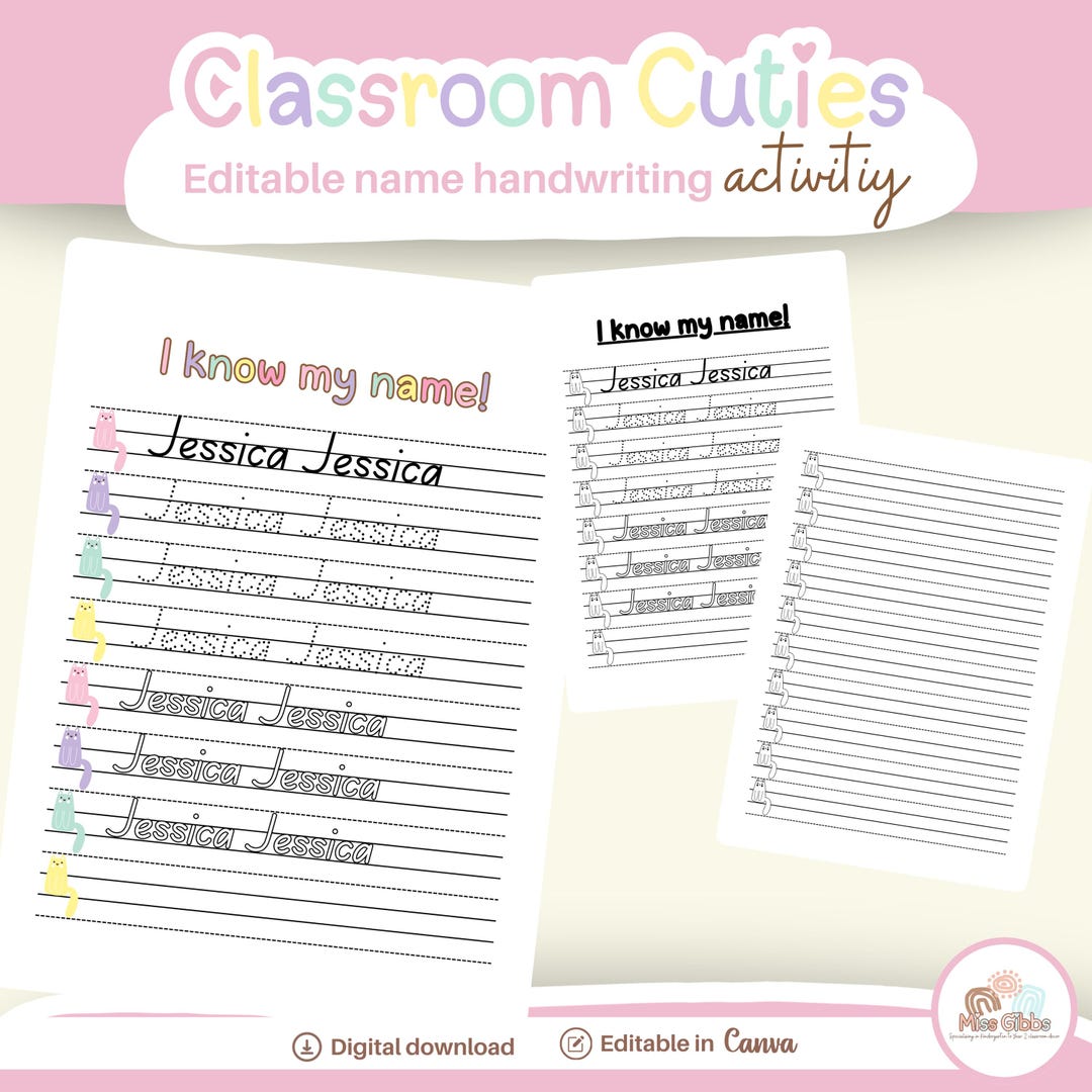 Editable Name Tracing School Readiness Handwriting Worksheet for ...
