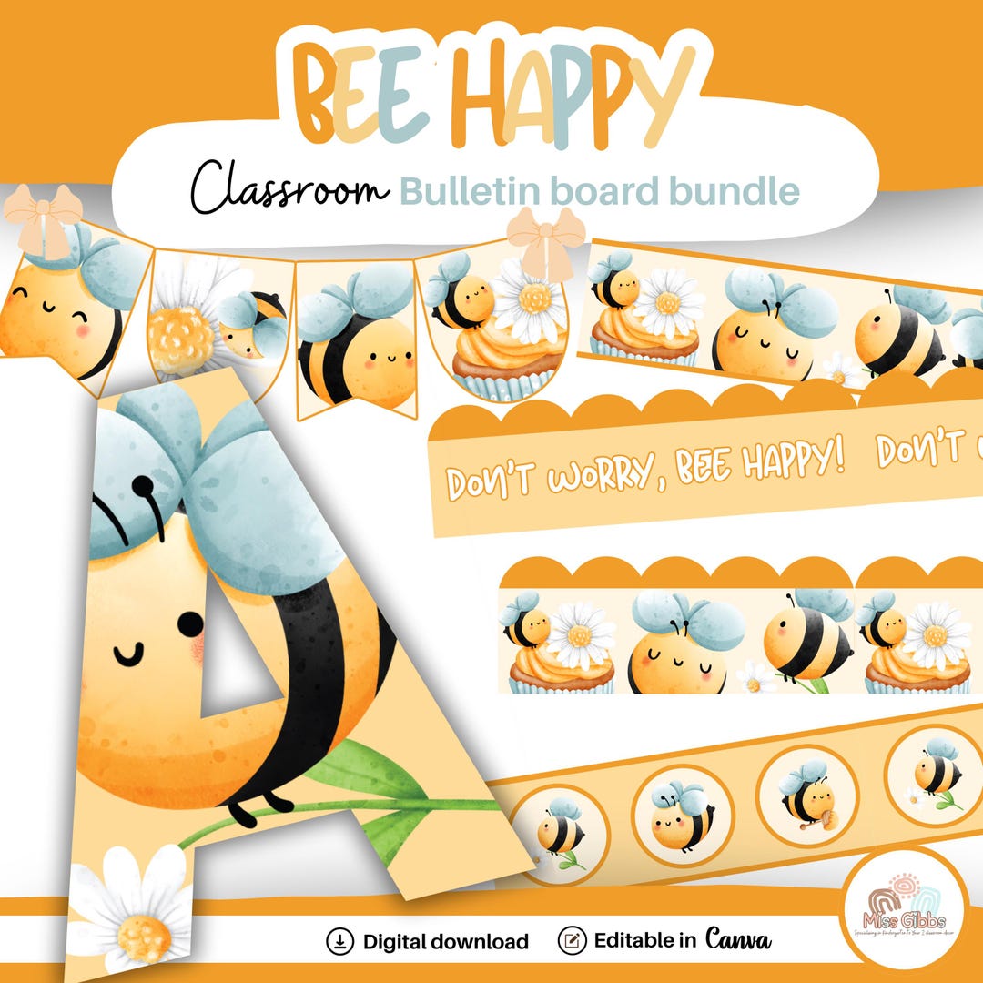Modern Classroom Decor Bundle for Bee Themed Classroom Bulletin Boards ...