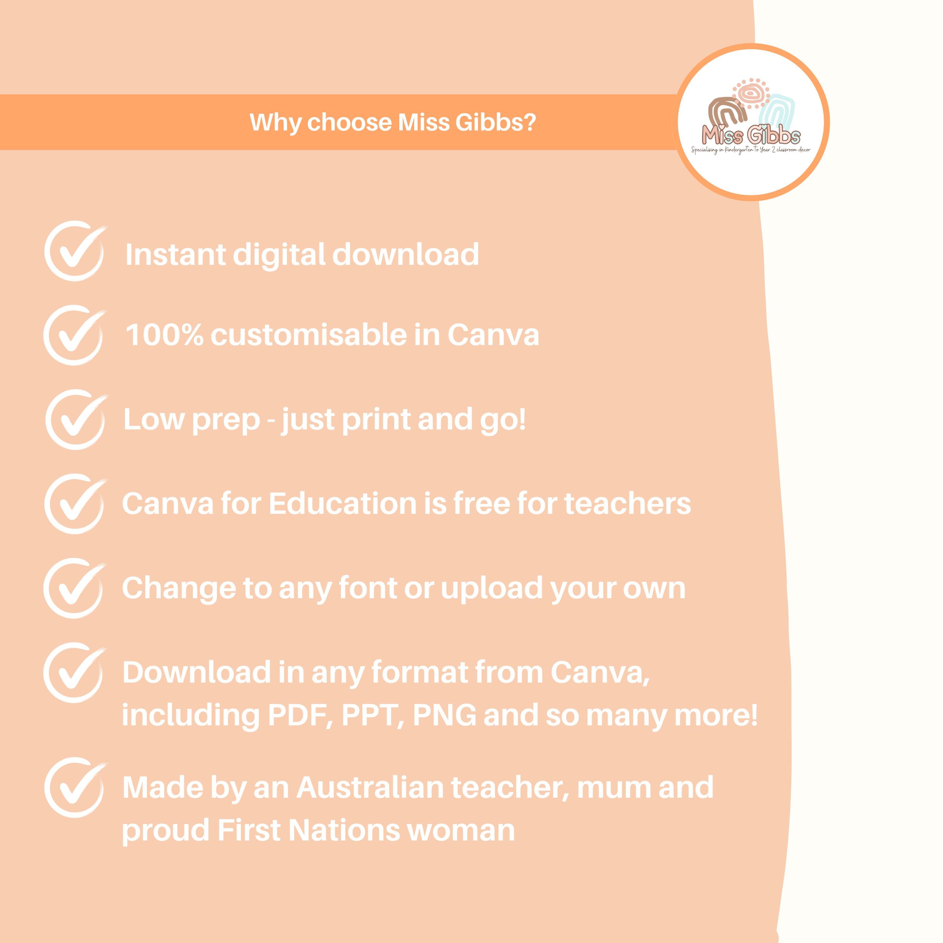 Aboriginal Classroom Labels Burn off Collection Canva Template ...