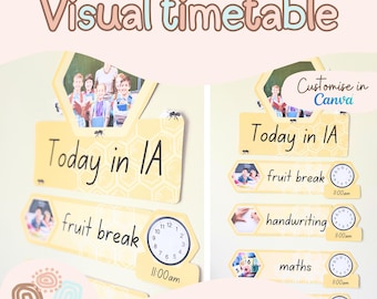 Visual Classroom Timetable Bee Theme Canva Template - Etsy