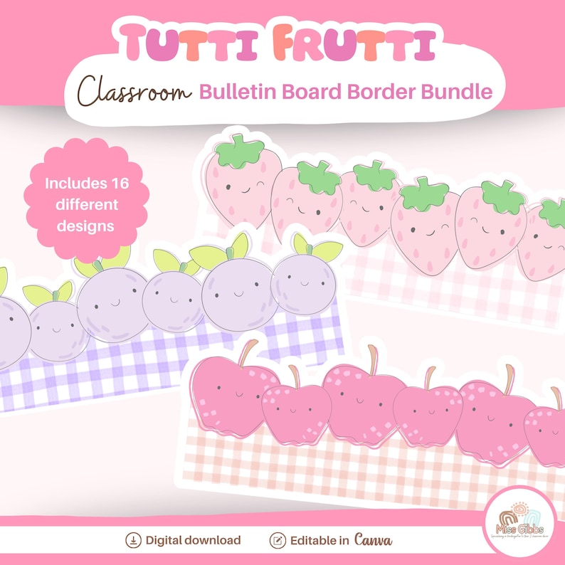 Classroom Bulletin Board Borders Bundle Modern Classroom Decor Gingham ...